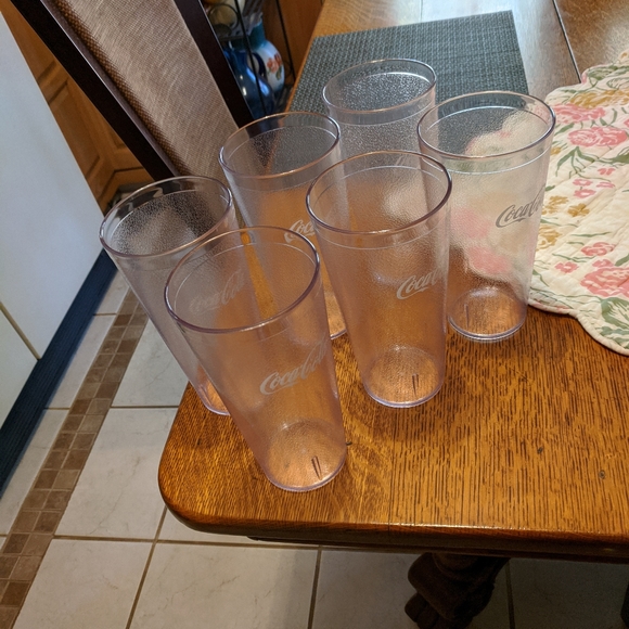 Coca Cola | Dining | Coca Cola 24 Ounce Clear Plastic Cups Set Of 6 ...